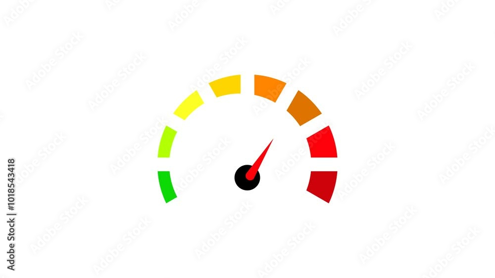 Animated speedometer gauge call vector icon. Speed dial indicator. Low ...