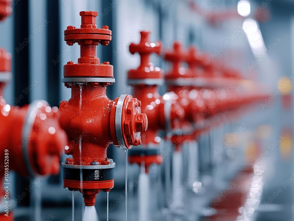 Macro shot of smart fire hydrants, equipped with sensors to monitor ...