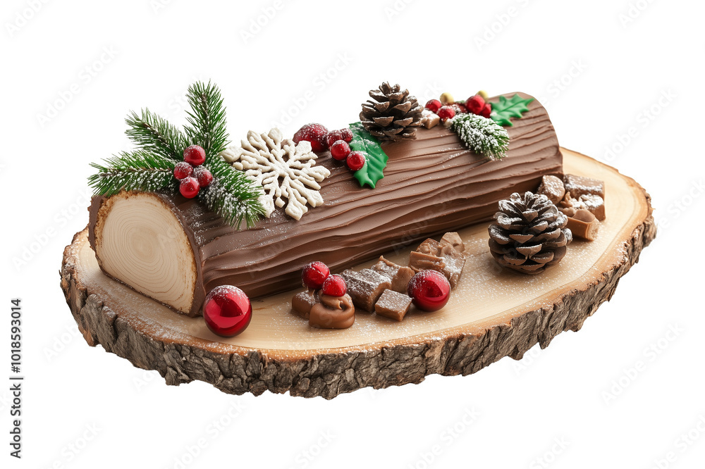Christmas traditional log cake isolated on transparent background, png ...