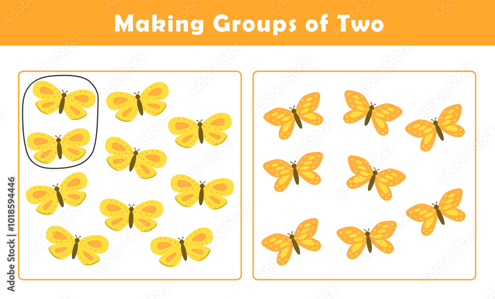 Making Groups of Two Worksheet. Grouping Picture Math Activity for Kids ...