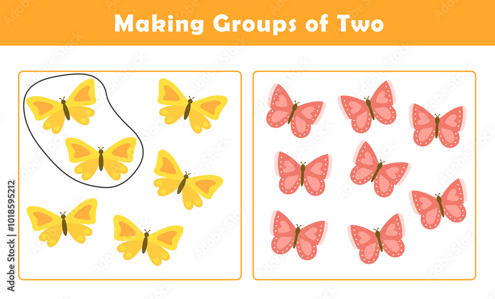 Making Groups of Two Worksheet. Grouping Picture Math Activity for Kids ...