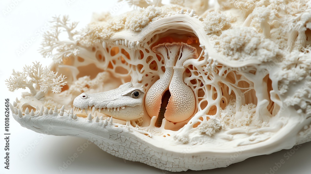 Detailed view of a crocodile s lungs with dual respiratory systems ...