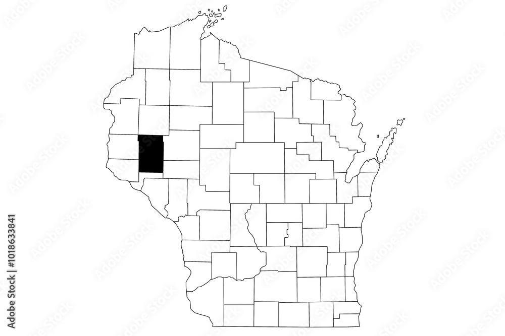 Map of Dunn County in Wisconsin state on white background. single ...