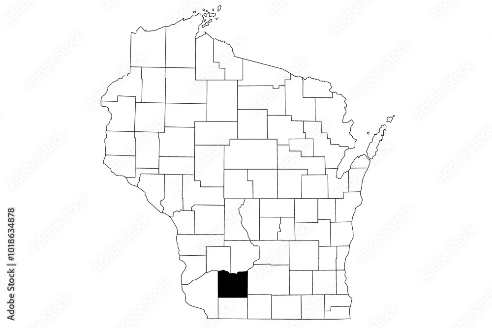 Map of Iowa County in Wisconsin state on white background. single ...