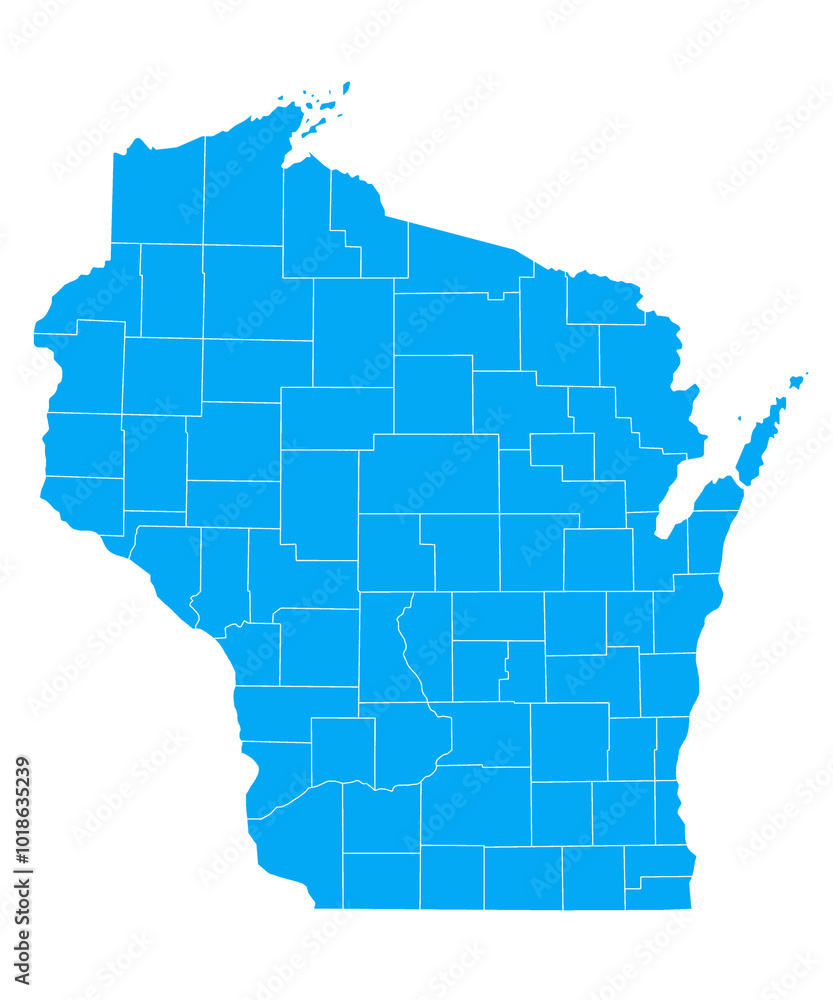 Wisconsin administrative map. counties map of Wisconsin, blank Map ...