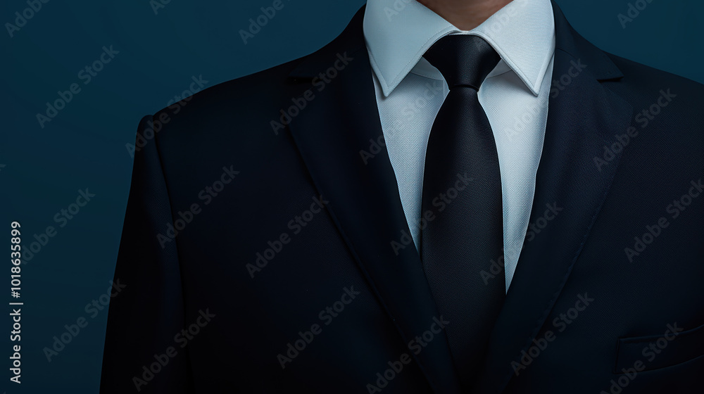The Power of a Suit: Close-up of a man in a sharp black suit, exuding ...