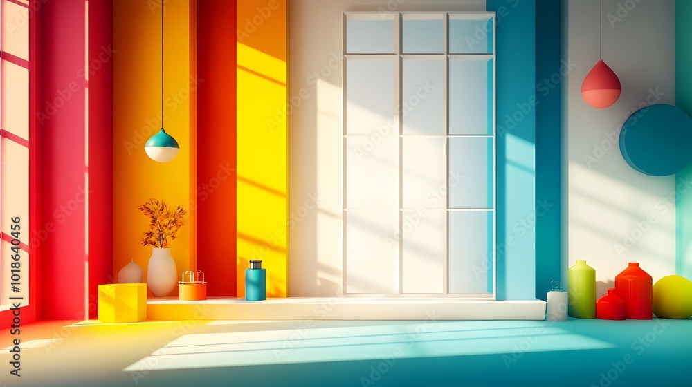 Mesmerizing 3D studio setting brimming with a kaleidoscope of colors ...