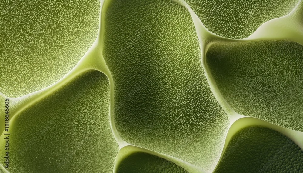 Green algae cells under high magnification, detailed cellular walls and ...