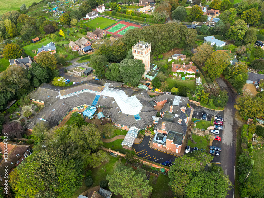 Aerial view of a typical NHS community hospital and outpatient care ...