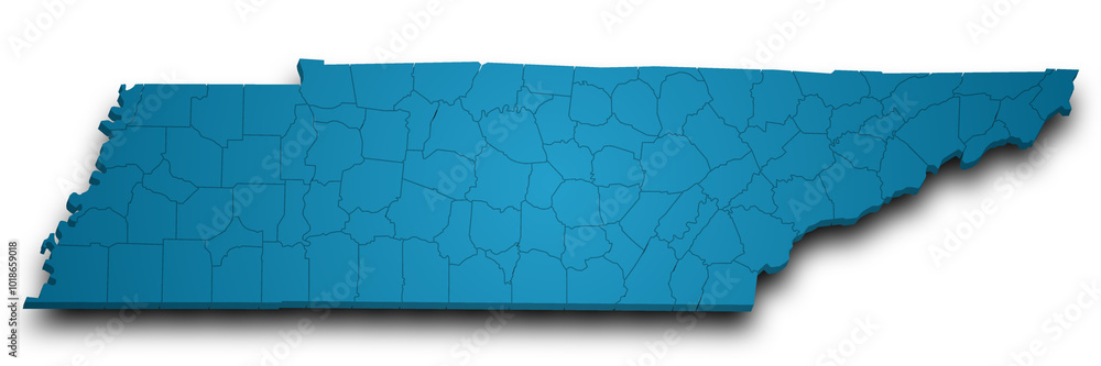 3d Tennessee map with color. United State of America, US, United State ...