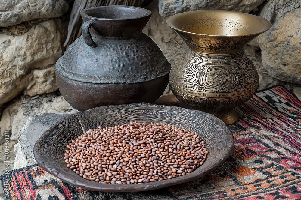 Ancient Greek seed storage with ceramic vessels used for grains and ...