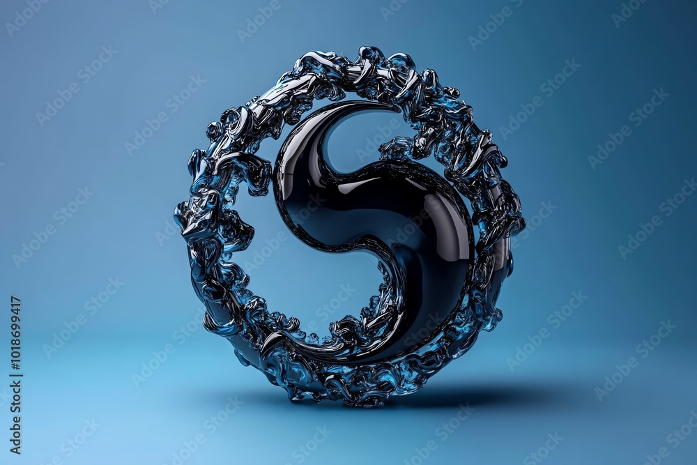 Minimalist depiction of a yin-yang symbol with simplified lines ...