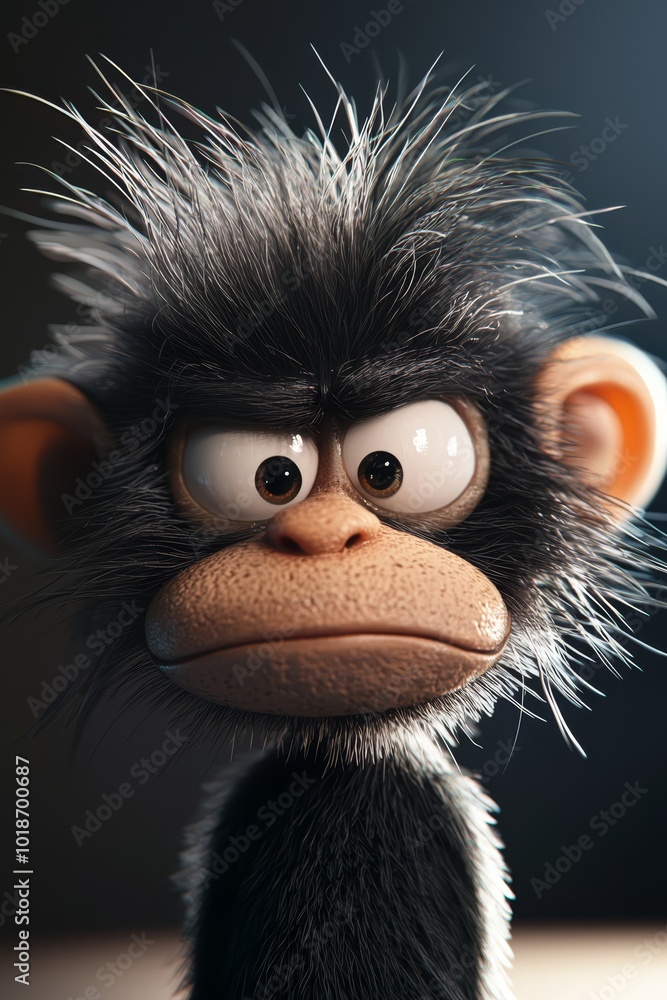 A monkey with a broad grin against a black-and-white backdrop Stock ...