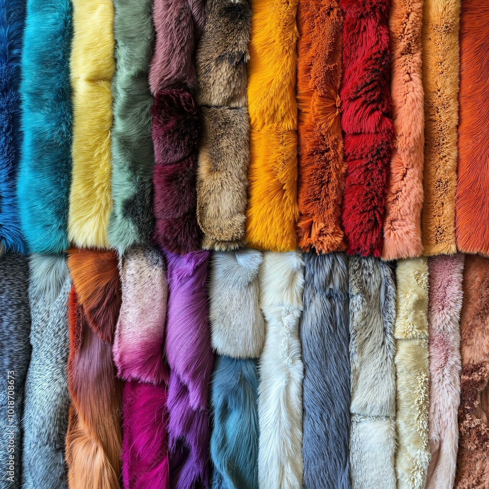 Colorful faux fur fabric swatches for fashion and interior design ...