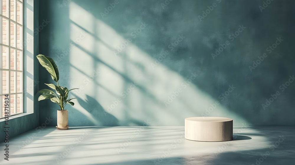Sophisticated 3D studio room mockup design with cool pewter grey ...
