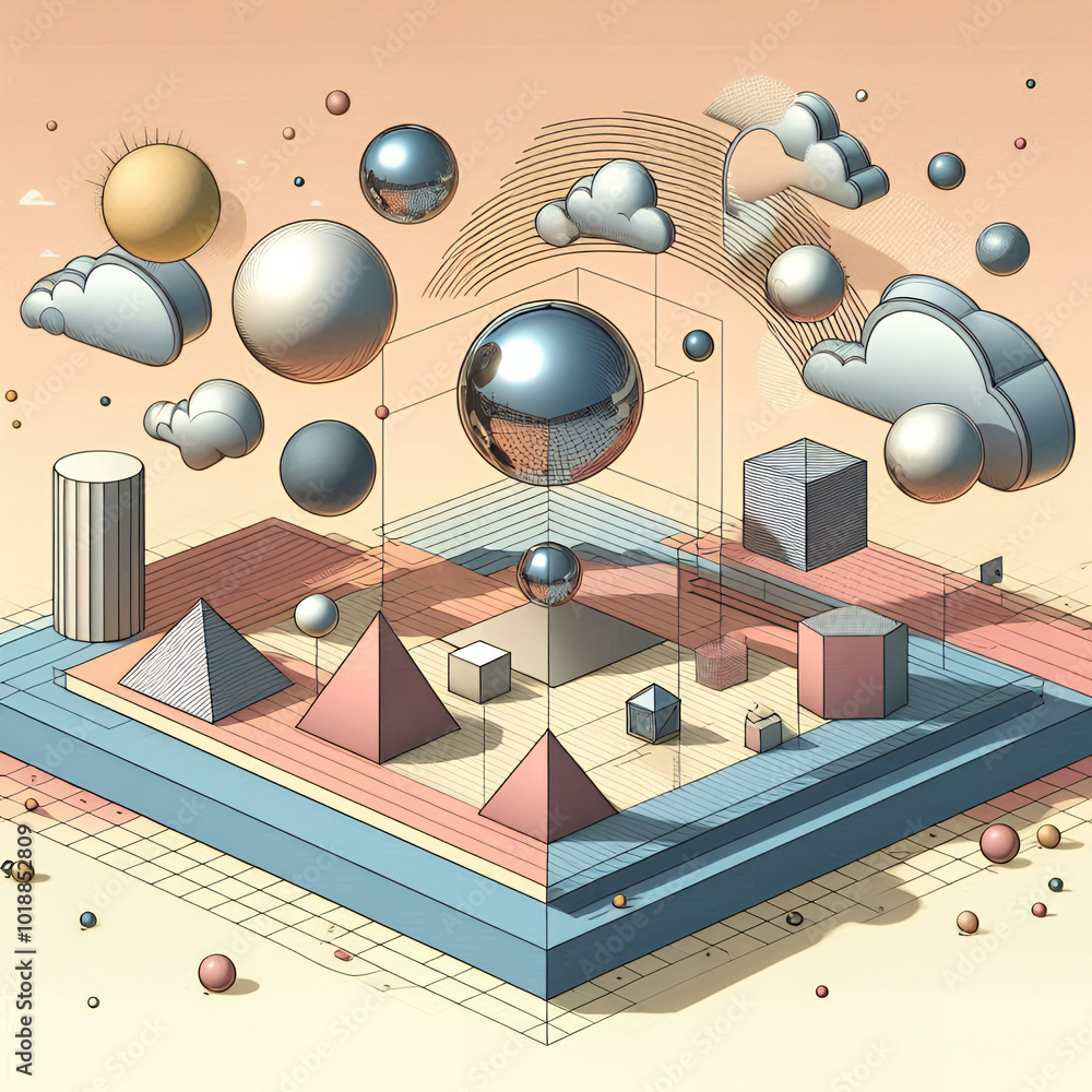 3D model of imaginary space with dimensions Stock Illustration | Adobe ...