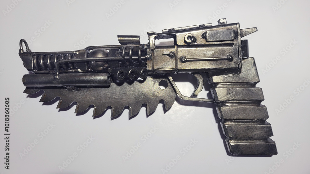 Custom Steampunk hot rod saw gun. Fantasy science-fiction revolver ...