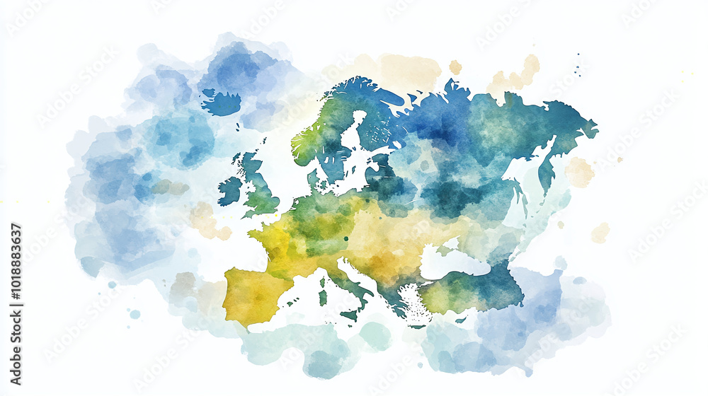 2d illustration for the map of europe, european map png on white paper ...