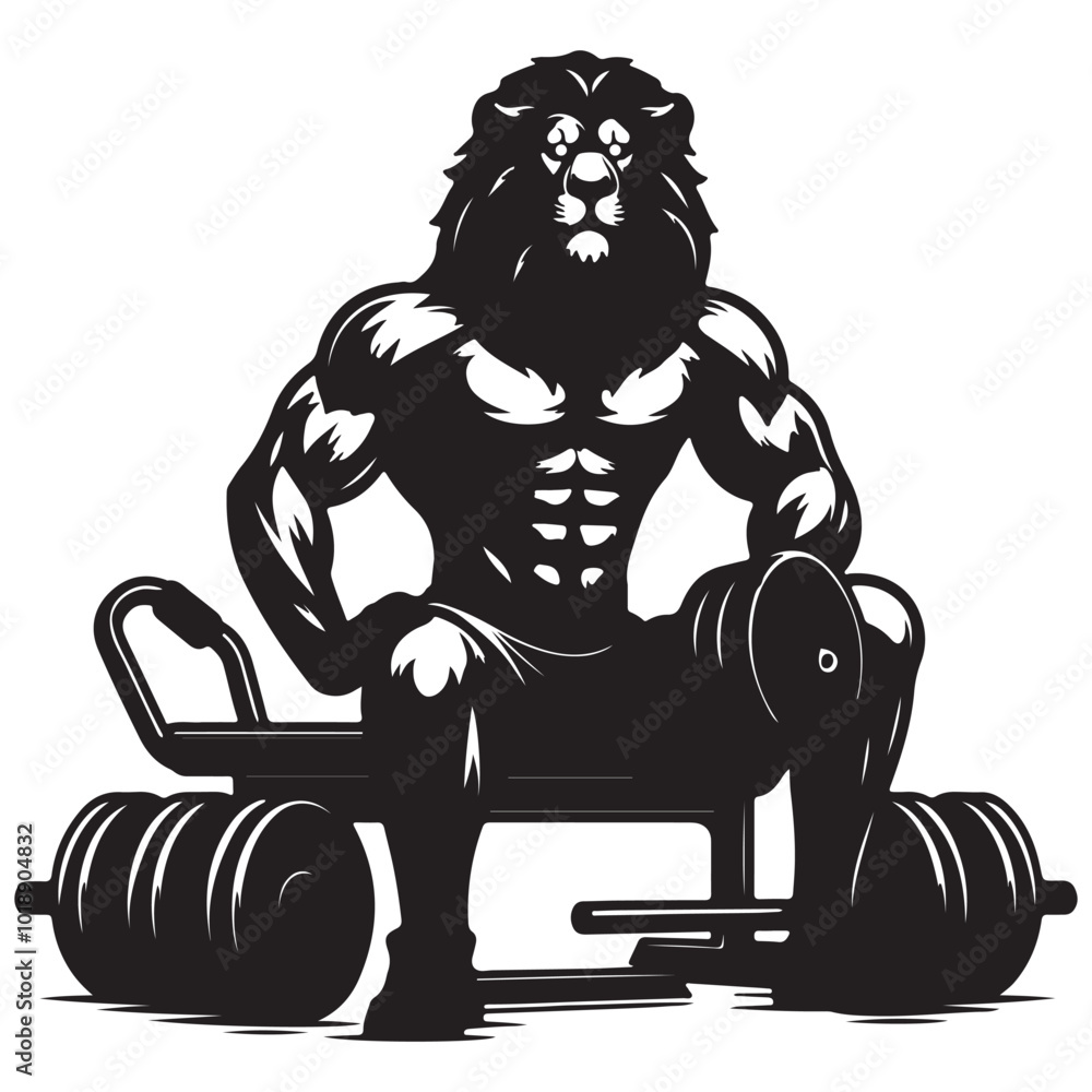 black and cartoon illustration of a lion.Create a vector illustration ...