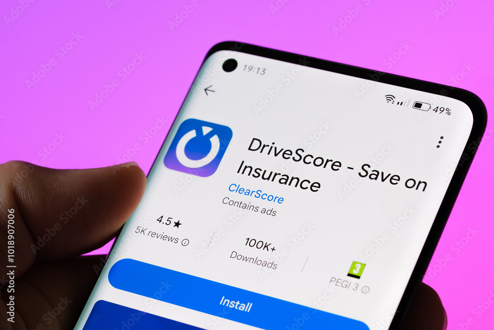 DriveScore mobile app for tracking driving behavior, showcasing its ...