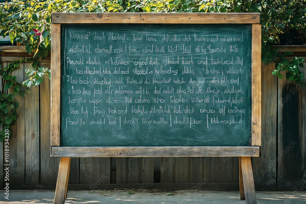 Embracing inspiration in a vintage classroom, a chalkboard brimming ...