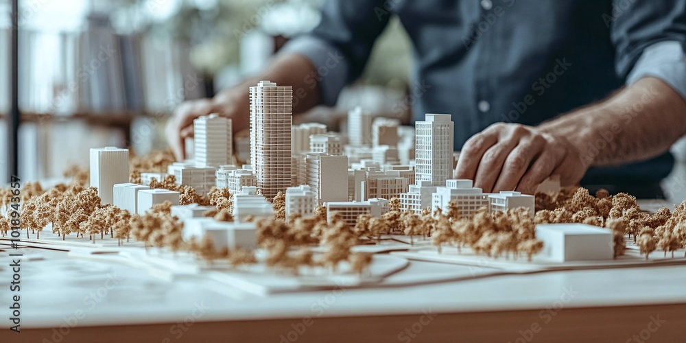 real estate developers and architects working on a business building ...