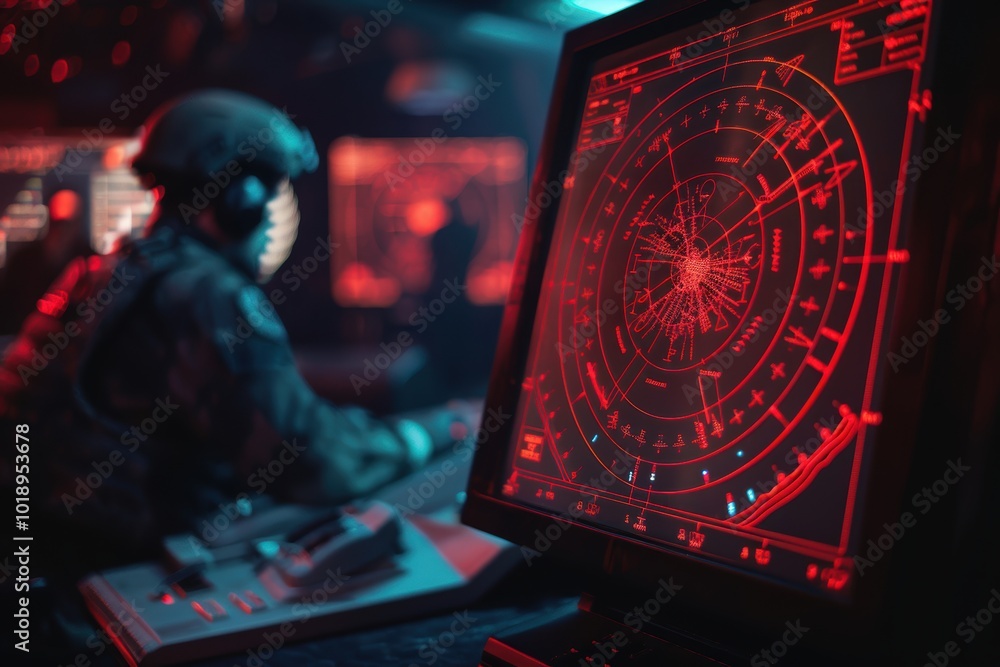 Military Command Center Radar Display with Incoming Missile Alerts ...