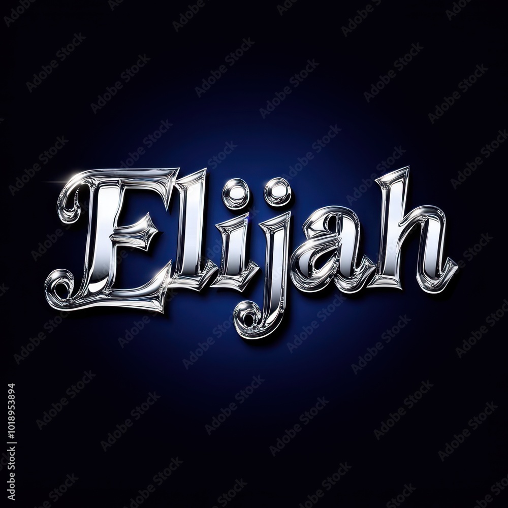 Shiny chrome text displaying the name Elijah against a gradient blue ...