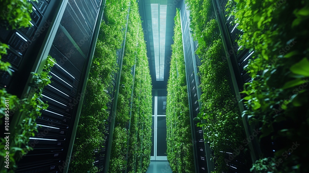data center with eco-friendly servers and green power solutions ...