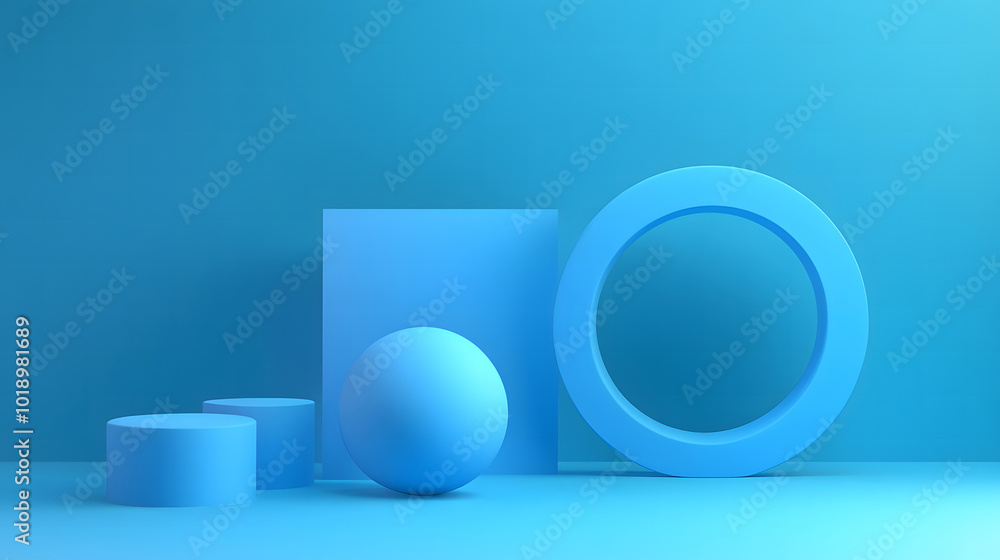 Blue background design, a three-dimensional gradient shape with a blue ...