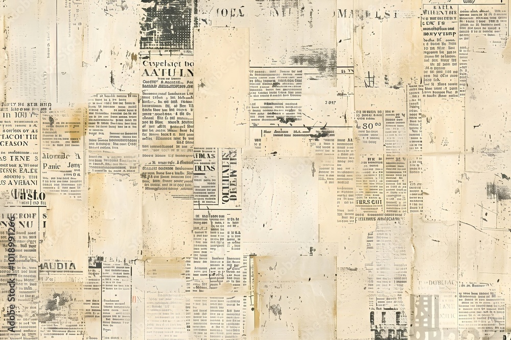 Collage of vintage newspapers, magazines and book pages. Retro grunge ...