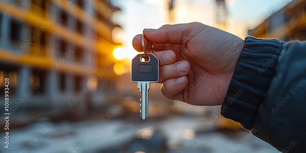 buying real estate and housing represented by a hand holding keys with ...