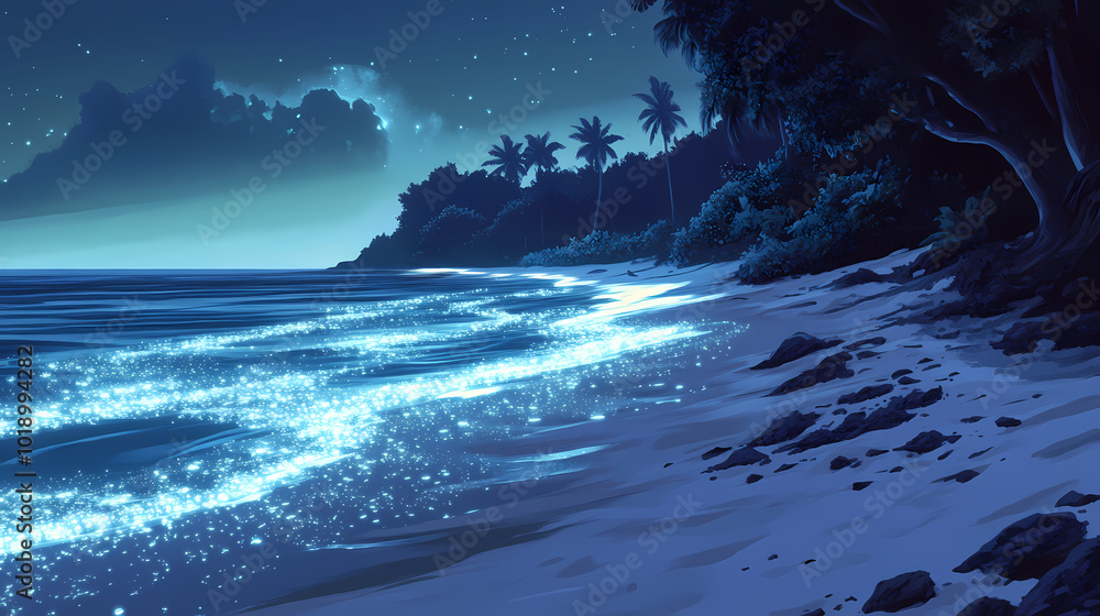 Create a surrealistic painting of a beach where the sand is made of ...