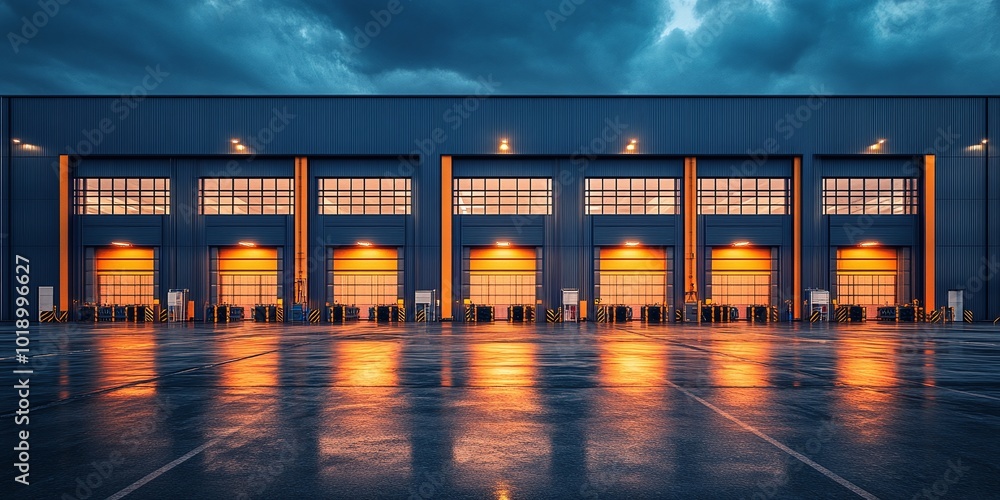 logistic business facility including transport warehouse and factory ...