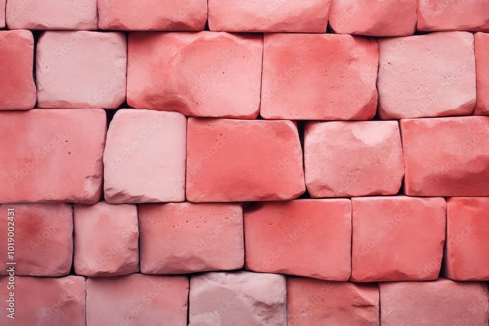 Rough grunge pink brick wall texture background. Peach fuzz color. Old ...