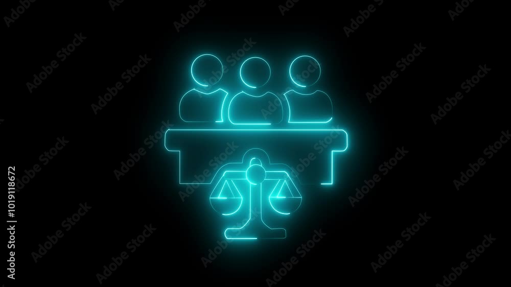 icon of judicial scales with a glowing neon effect icon concept of ...