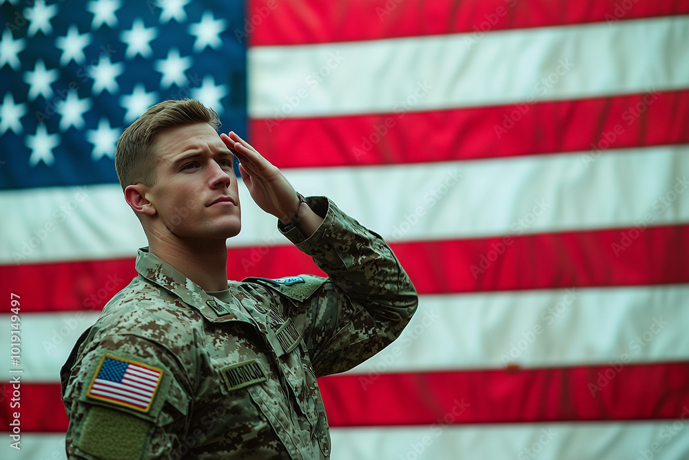 American Soldier Saluting the Flag - A Symbol of Patriotism and Duty ...