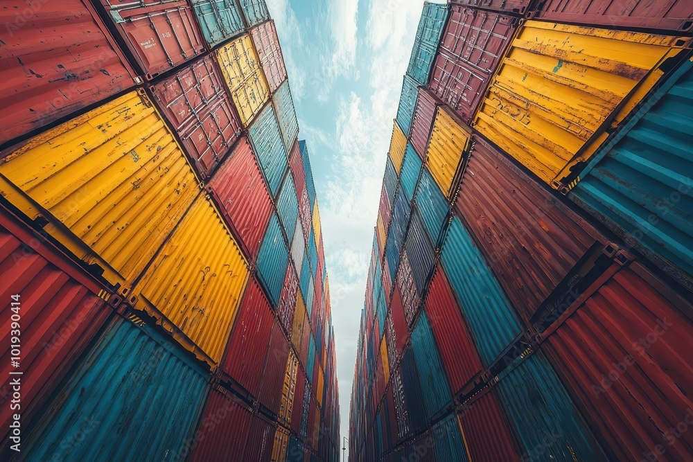 rows of colorful cargo containers stacked on a massive container ship ...