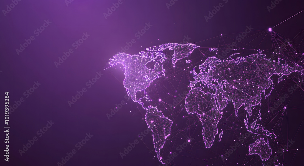 Abstract digital map of the world with global network connections ...