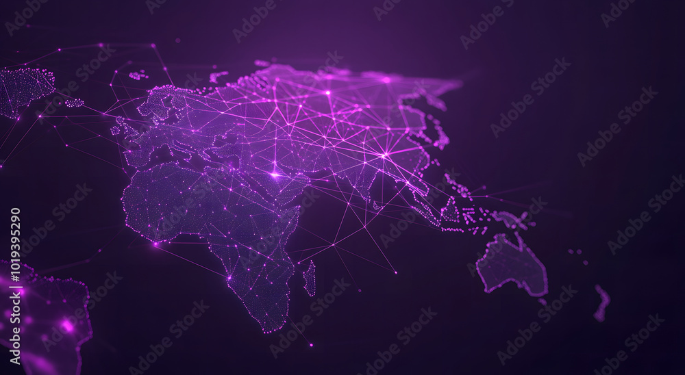 Abstract digital map of the world with global network connections ...