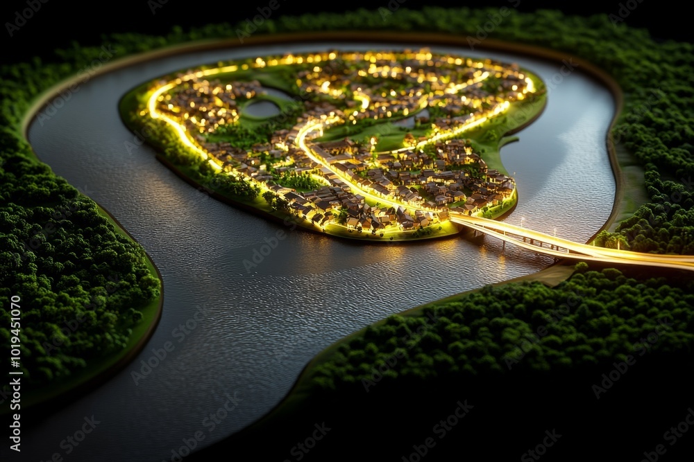 3D model of the Golden Triangle region, showing the confluence of ...