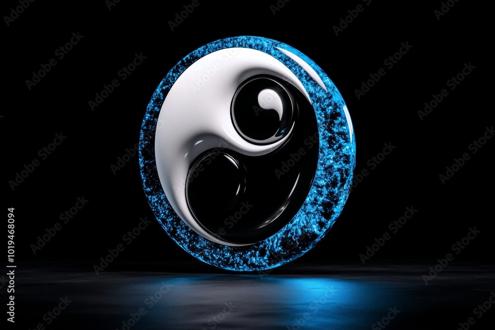 Realistic depiction of a yin-yang symbol floating in space ...