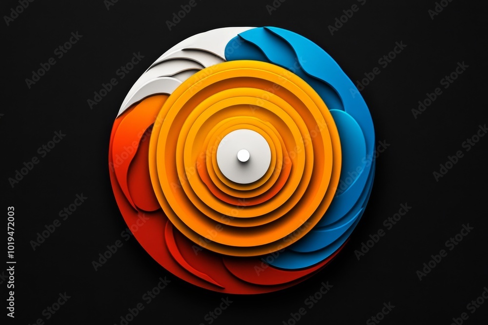 Simple minimalist icon of a single dot at the center of concentric ...