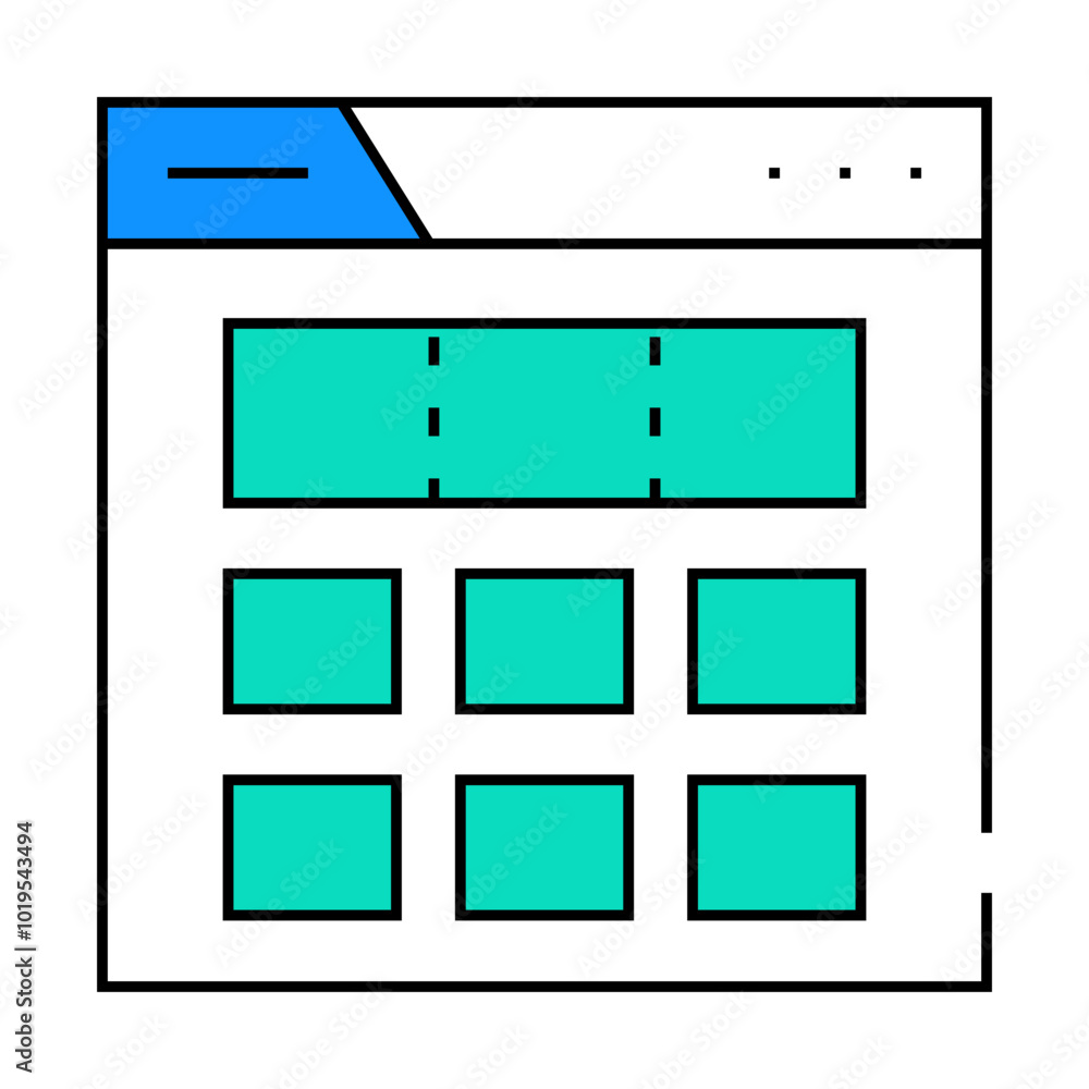 grid system ux ui design line icon vector. grid system ux ui design sign. isolated symbol ...
