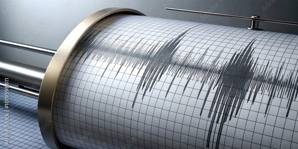 of a seismograph for earthquake detection or lie detector drawing a ...