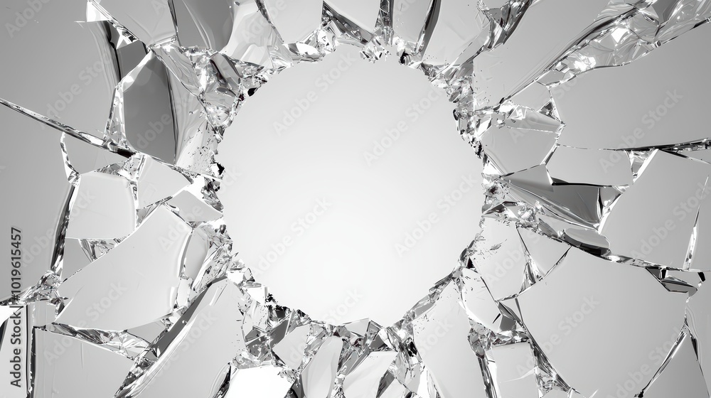 Shattered glass effect, cracks radiating outward with a smooth-edged ...