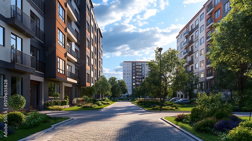 Apartment building mockup space and advertising billboard commercial ...