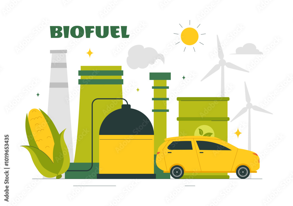 Biofuel Life Cycle of Natural Materials and Plants with Green Barrels ...