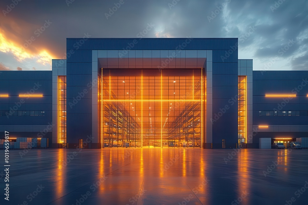 sleek modern logistics warehouse building showcasing innovative ...