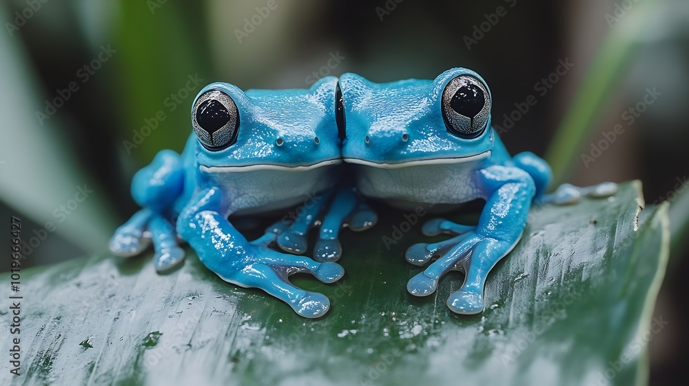 Rare Australian Turquoise Tree Frogs Litoria Caerulea resting on an ...